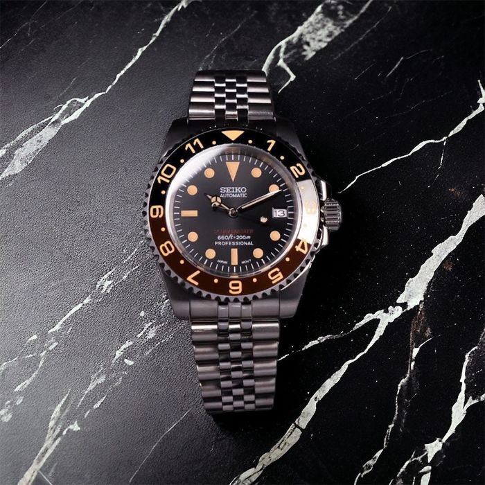 Seiko Seiko Mod GMT-Master 2 Rootbeer Steel Gold Jubilee Watch | Grailed