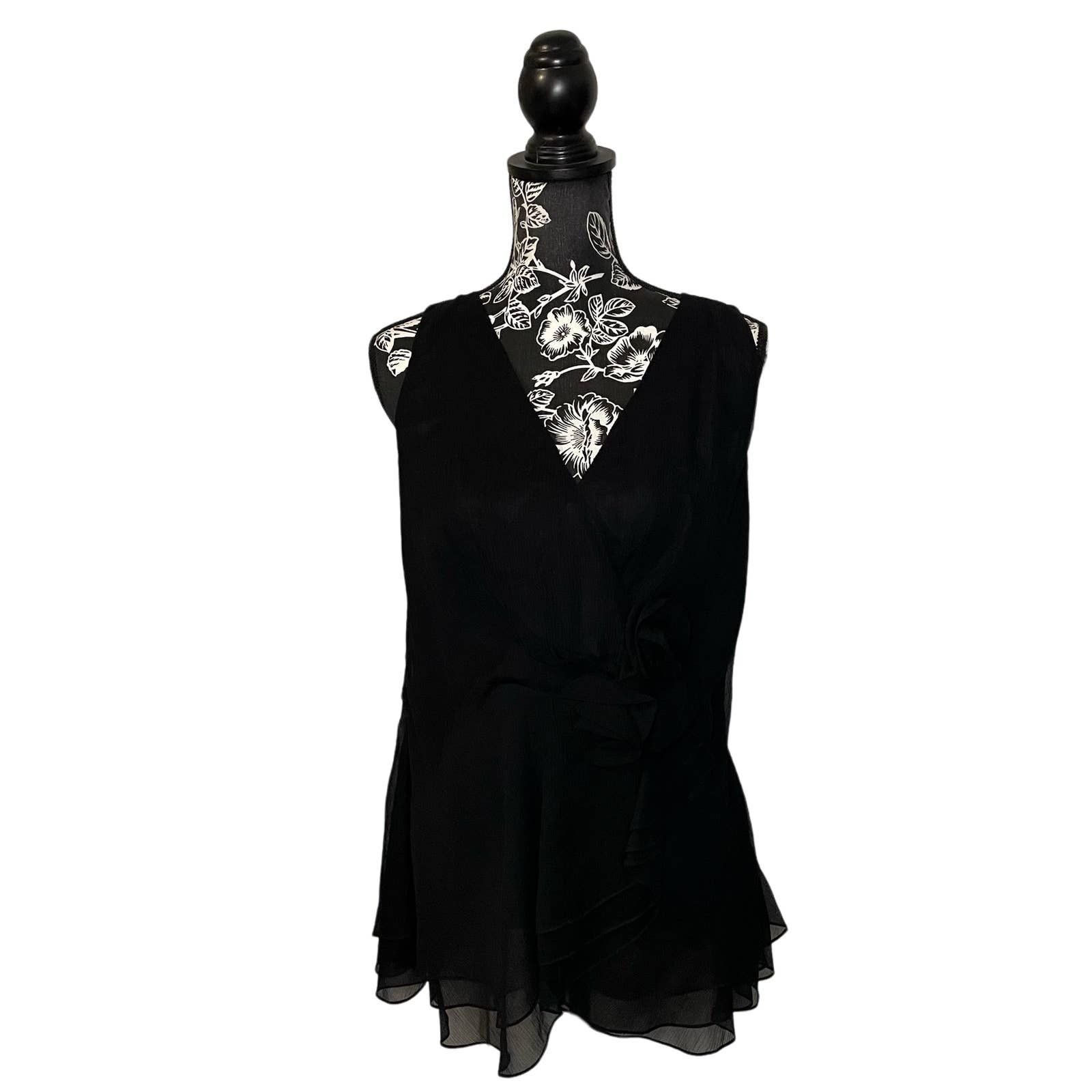 Magaschoni Magaschoni Tulle Silk Sleeveless Blouse with Rose Detail ...