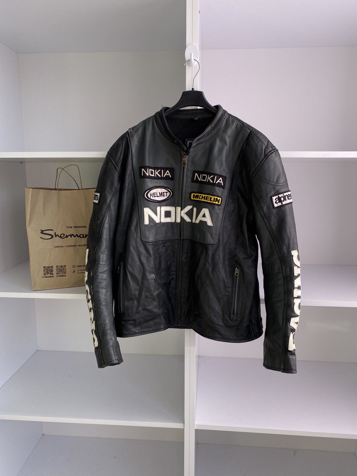 Leather Jacket × Racing × Vintage Vintage Nokia Leather moto racing ...