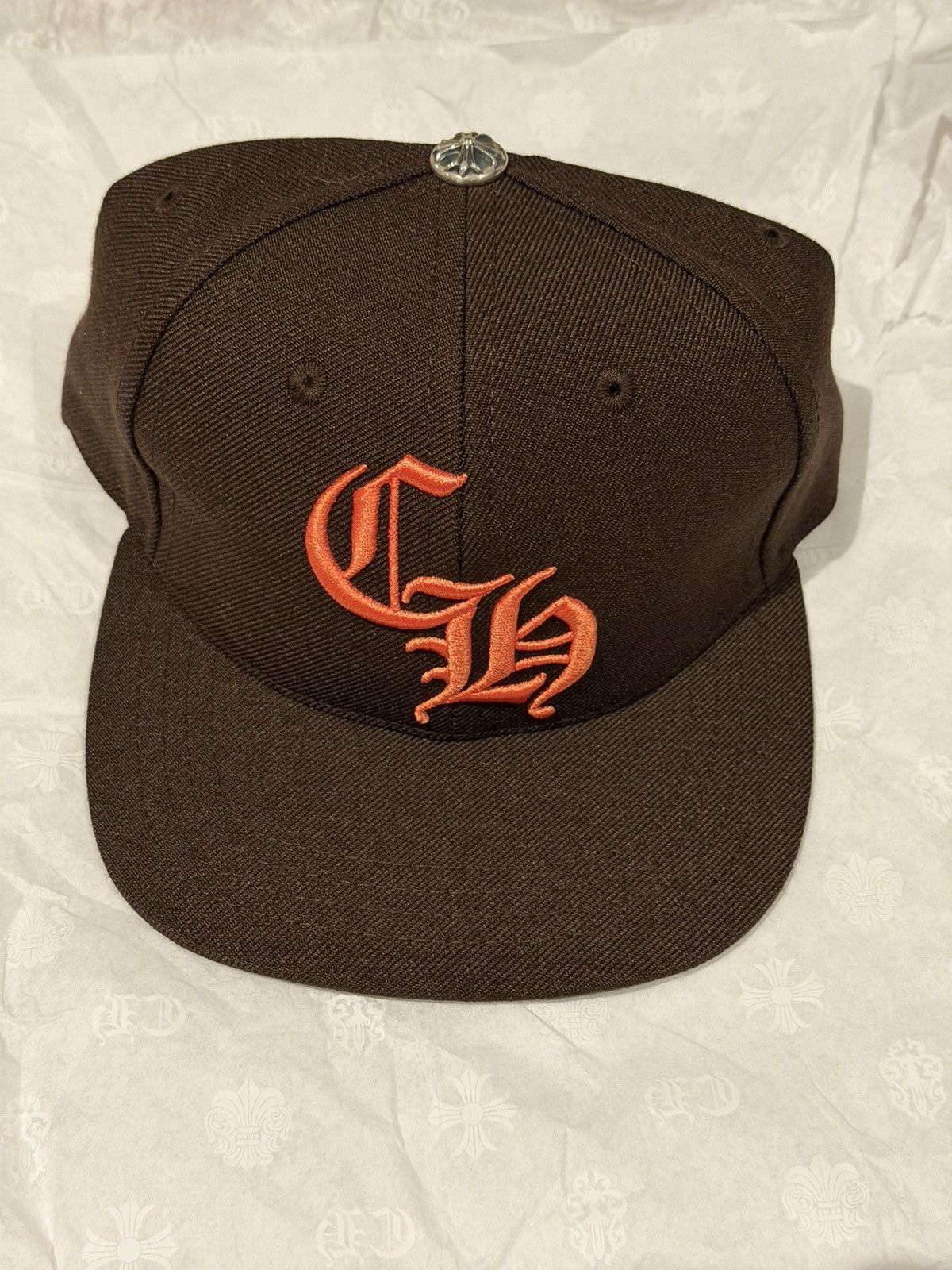 Chrome Hearts Chrome Hearts Brown Orange CH Baseball Cap Embroidered ...