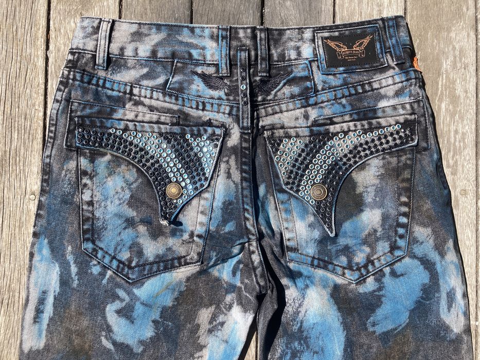 Robins Jeans Robin's Jean Winged Blue Acid Dye Studded Denim | Grailed