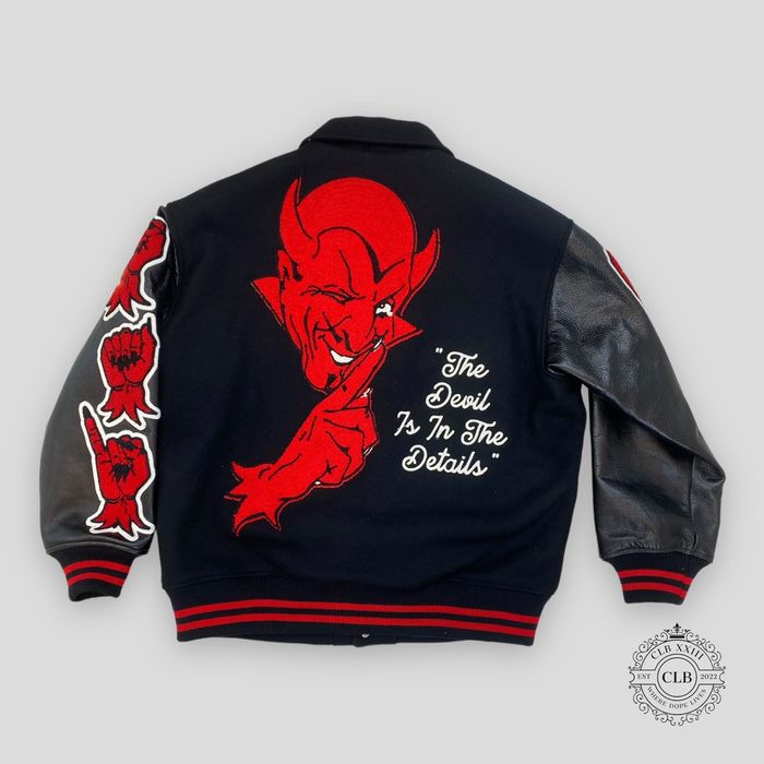 Saint Michael SAINT MICHAEL DEVIL VARSITY JACKET - BLACK/RED | Grailed