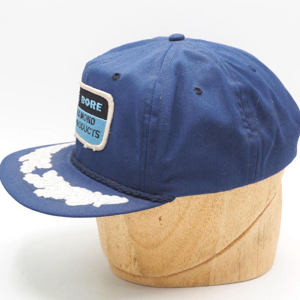 Vintage Strapback Trucker Farmer Hat Cap Blue Bore Diamond Products ...