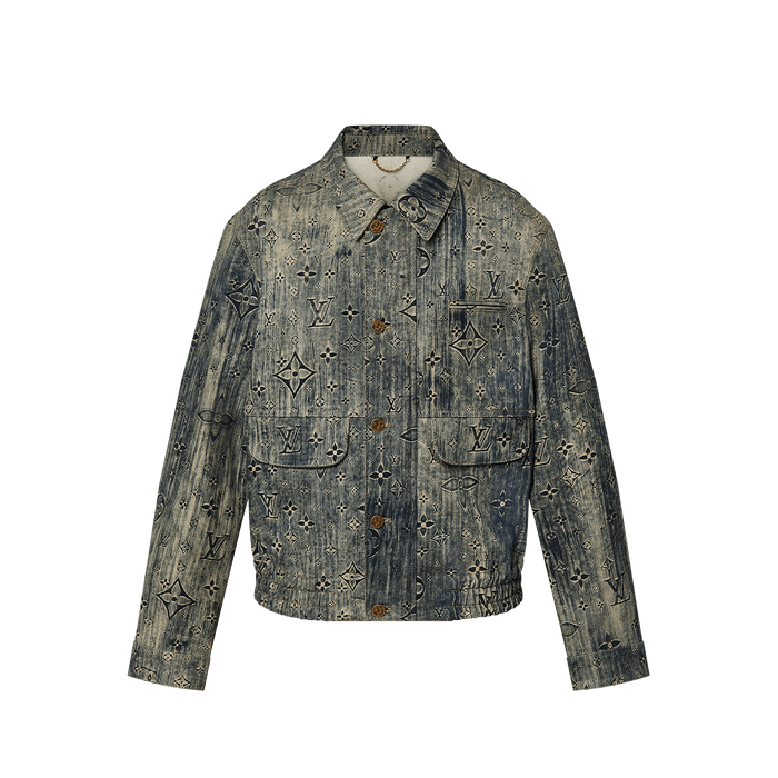 Louis Vuitton LOUIS VUITTON JACKET LEATHER MONOGRAM VARSITY DENIM ...
