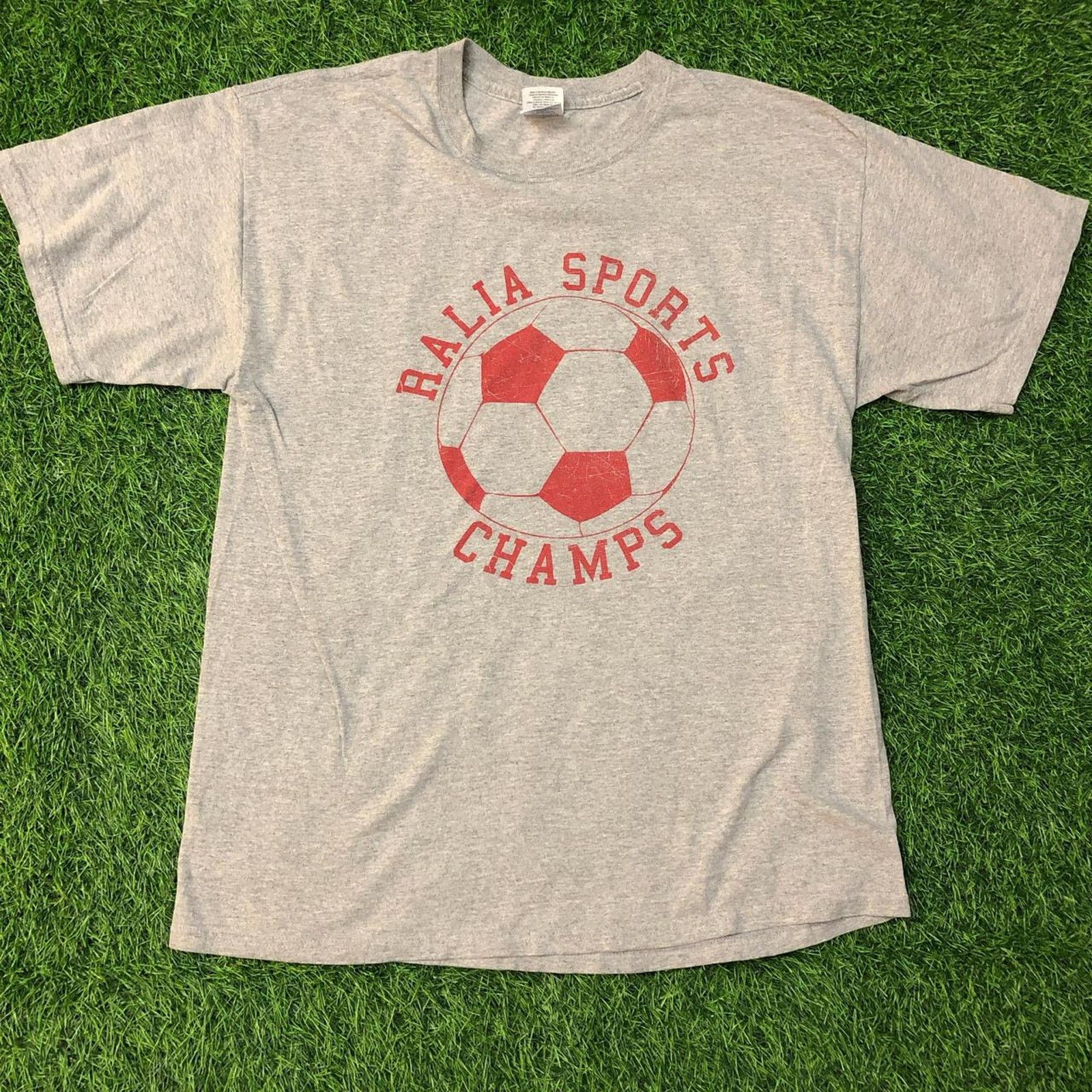 Gildan Men’s Grey Ralia Sports Champs Soccer Graphic Tee | Grailed