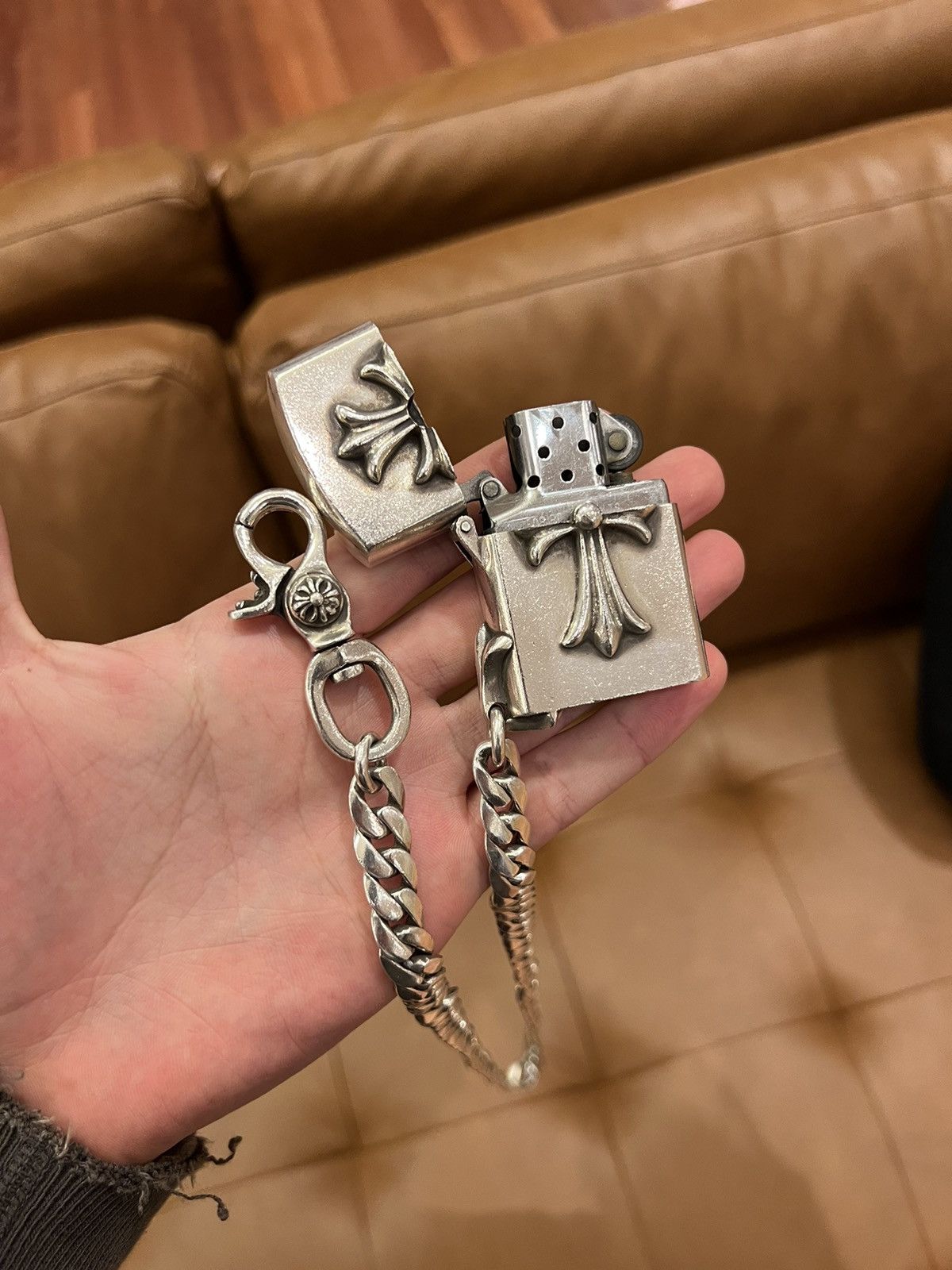 Chrome Hearts Chrome Hearts XL Cuban Link Lighter Chain Zippo Cross ...