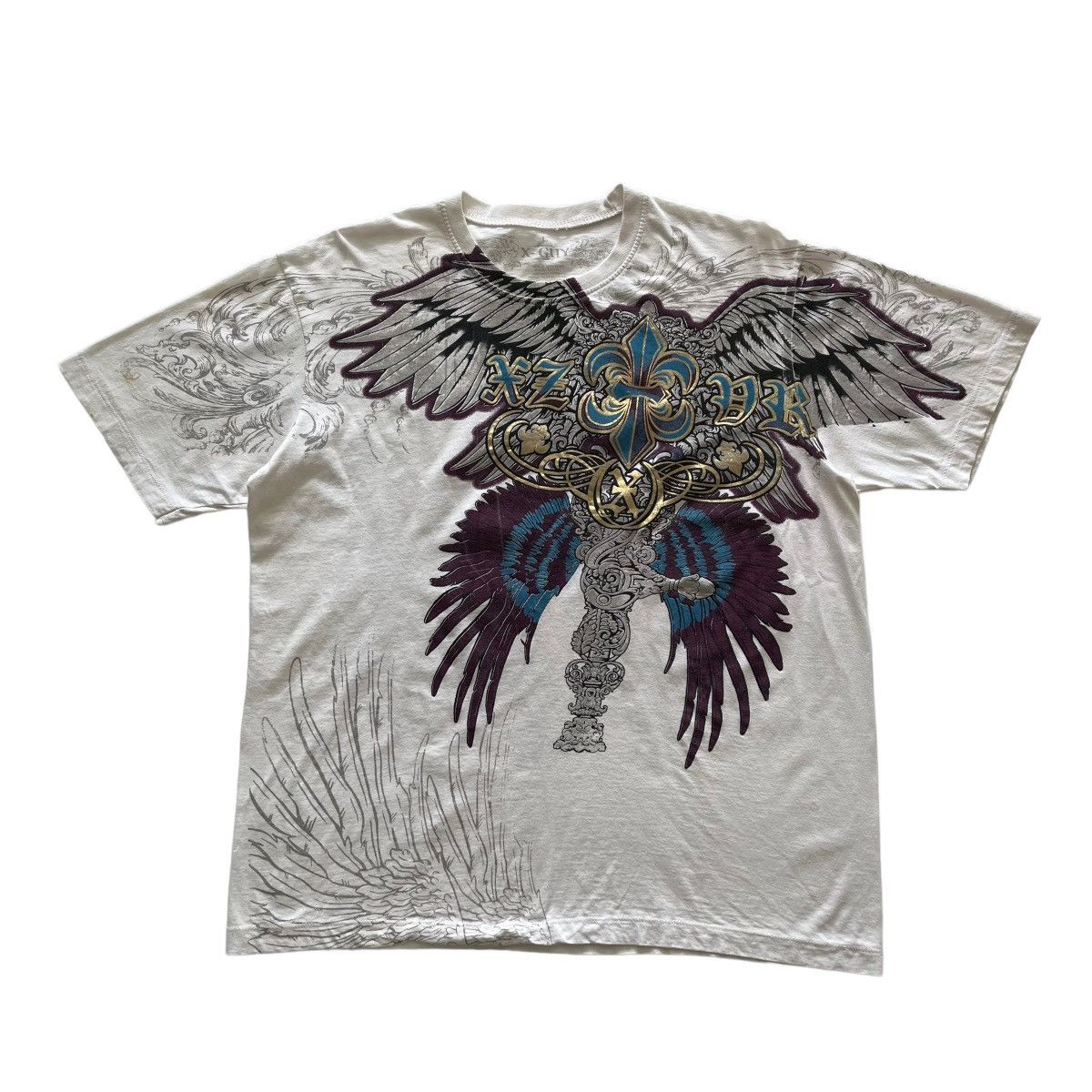 Affliction × Streetwear × Vintage Cross Wing Grunge Cyber Y2K Style T ...