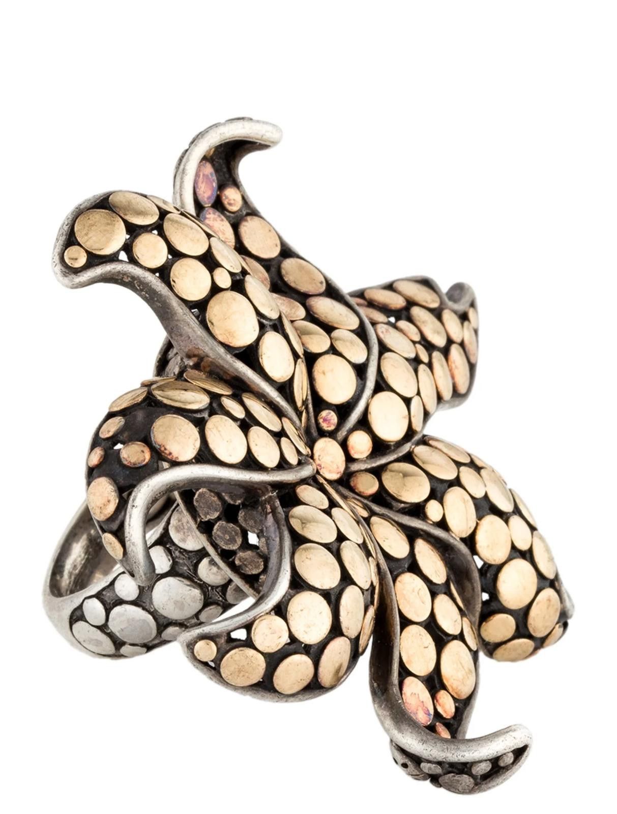 John Hardy John Hardy Two-Tone Dot Ayu Frangipani Flower Ring Size: 7 ...