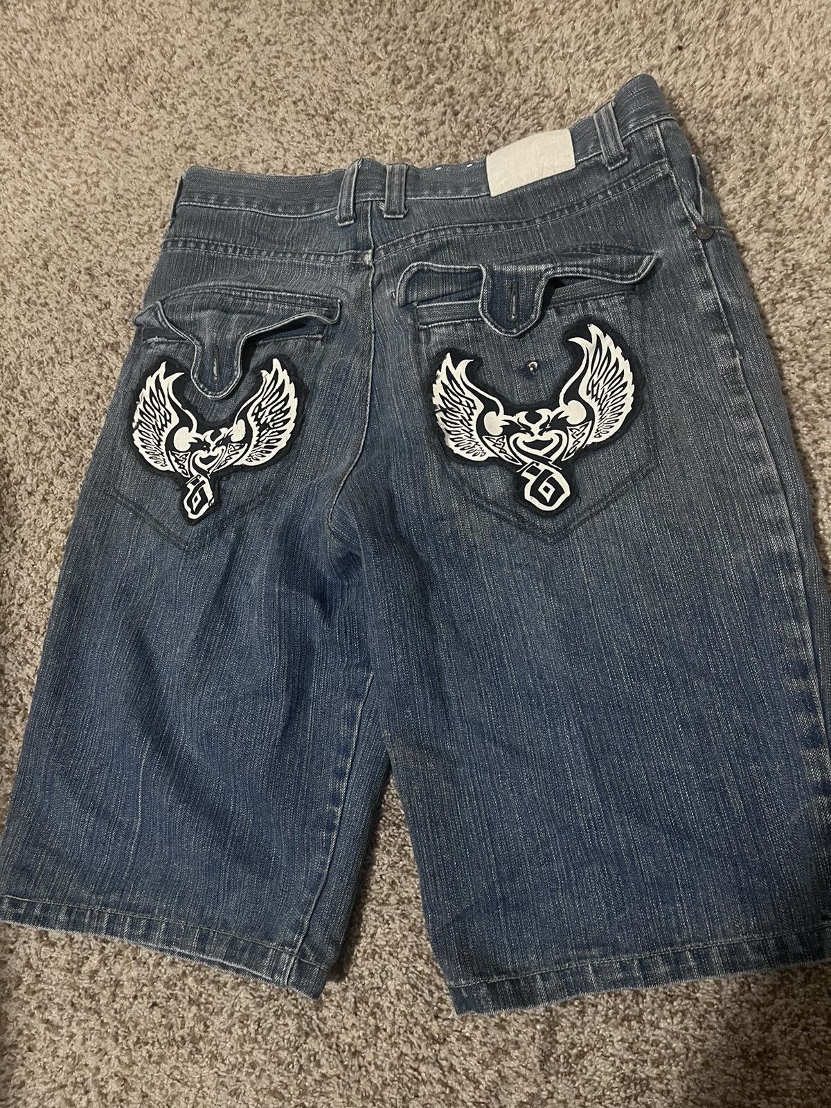 Affliction Raw blue Jorts | Grailed