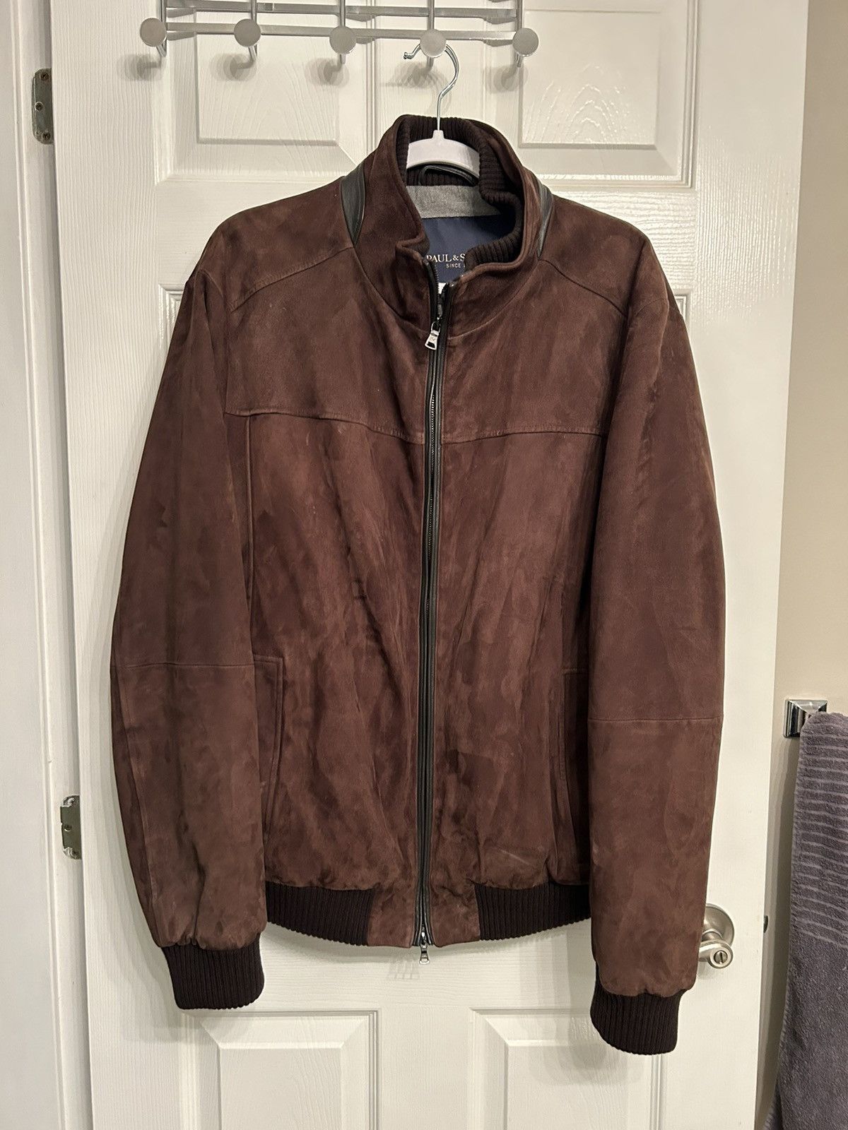 Paul & Shark Paul & Shark Aqualeather Brown Suede Leather Jacket | Grailed