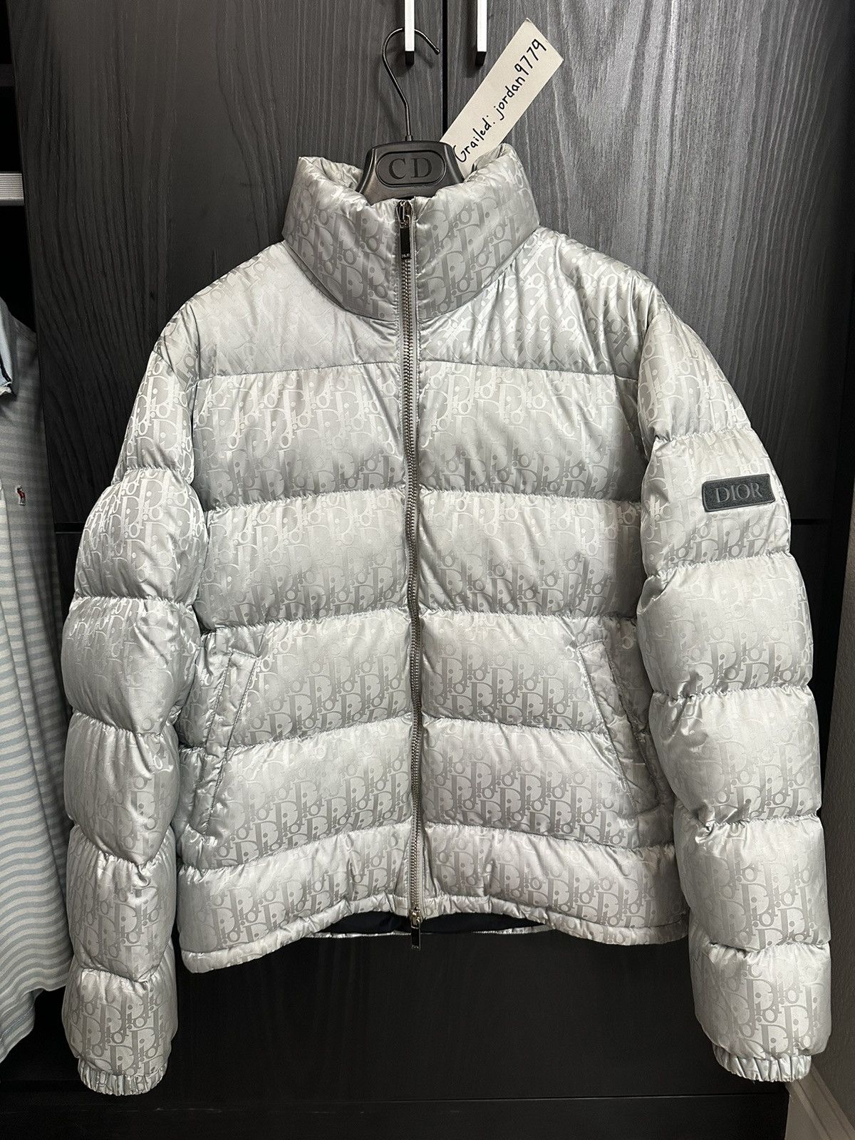 Christian Dior Monsieur × Dior Dior Oblique Puffer Down Jacket Silver ...