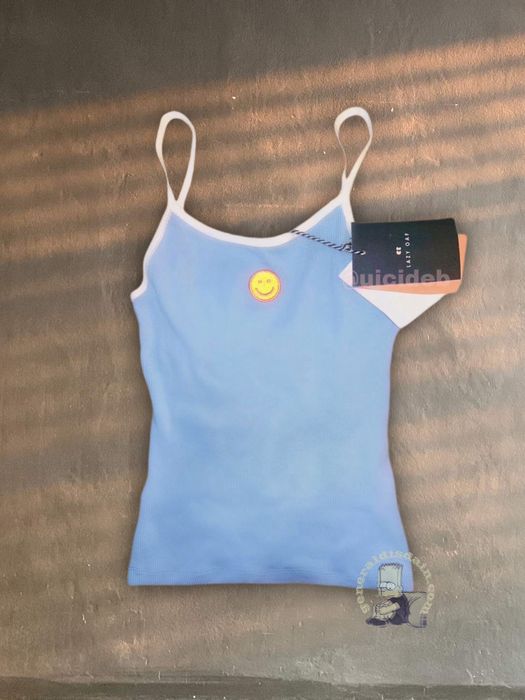 Lazy Oaf LAZY OAF Happy Vest Tank knit smiley adjustable straps patch ...