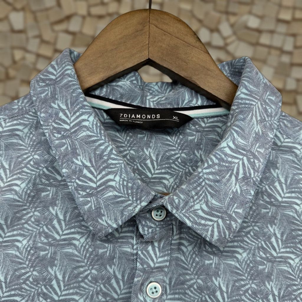 Vintage 7 Diamonds Polo Shirt XL Blue Floral Golf Tropical Mens | Grailed