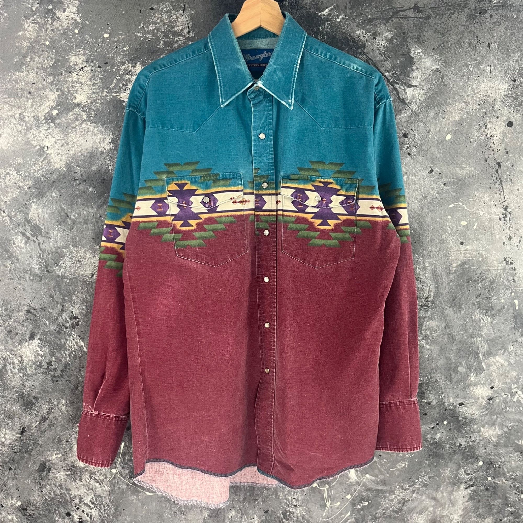 Vintage × Wrangler Vintage 90’s Wrangler Aztec shirt | Grailed