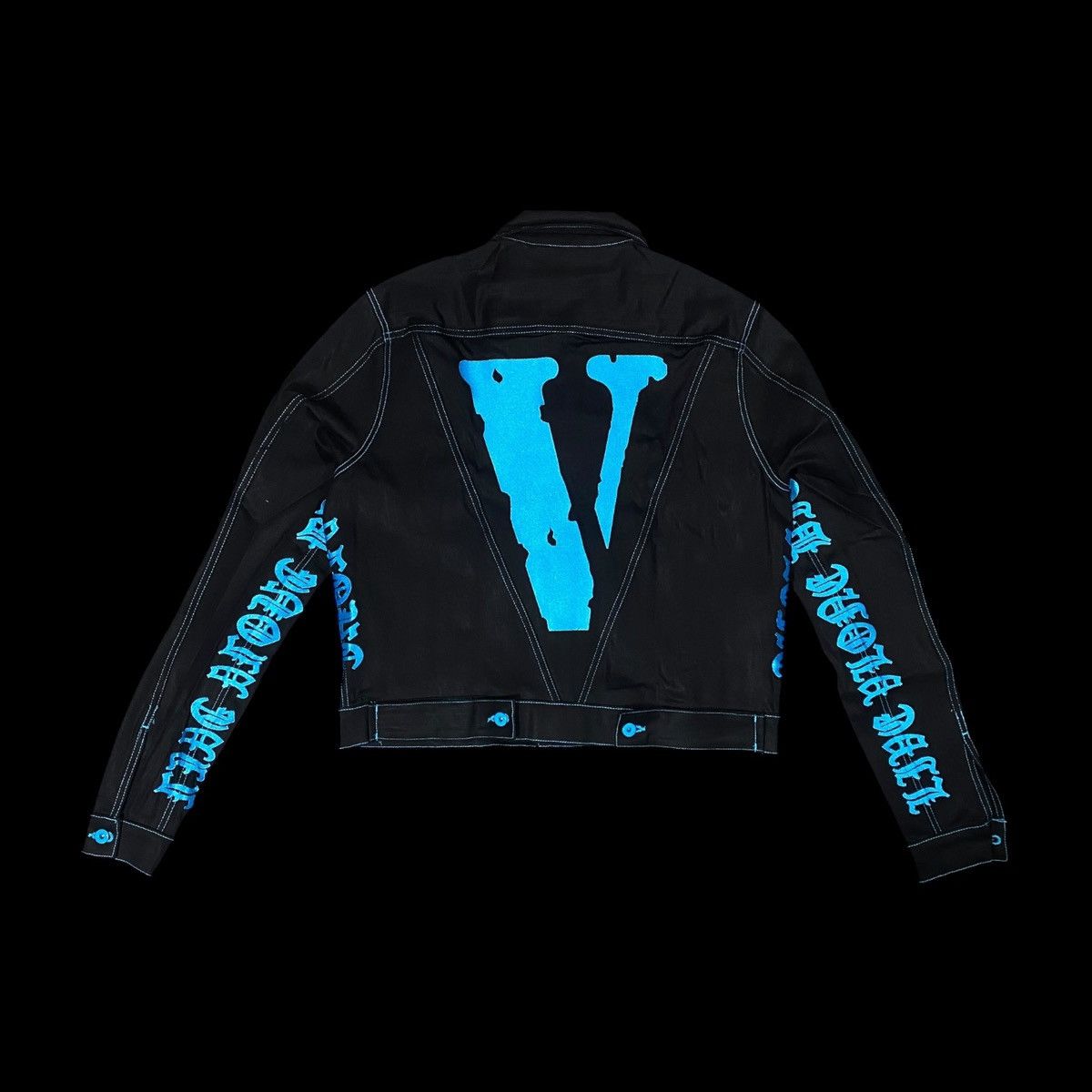 Vlone Vlone Blue Old English Denim Jacket (L) | Grailed