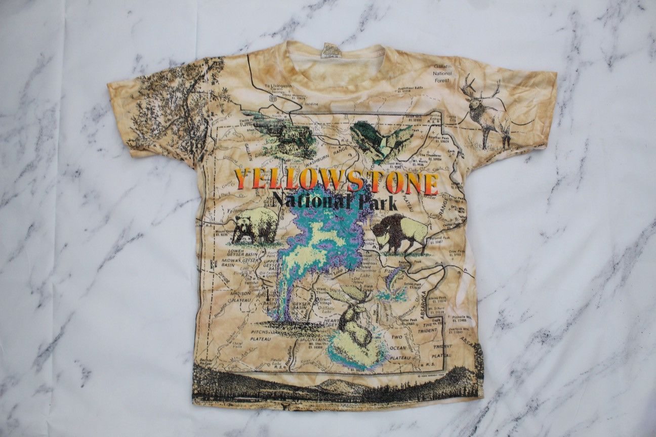Vintage Sneaky Tees 1993 AOP National Park T Shirt Yellowstone | Grailed
