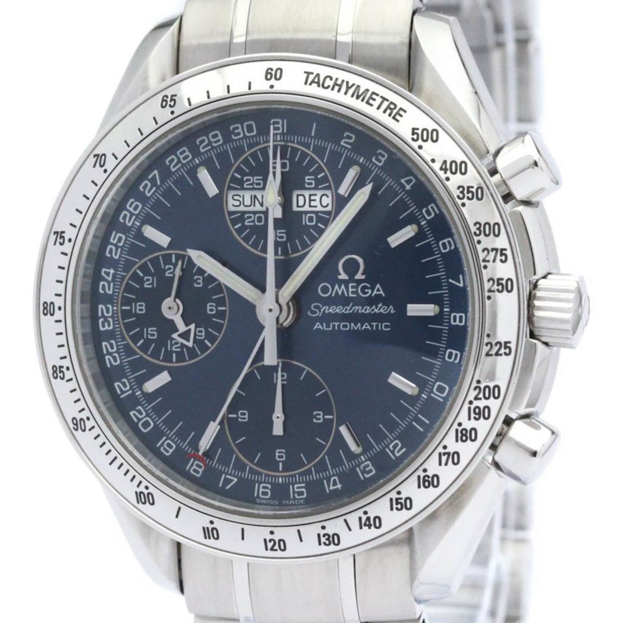 Omega Polished OMEGA Speedmaster Triple Date Steel Automatic Watch 3523 ...