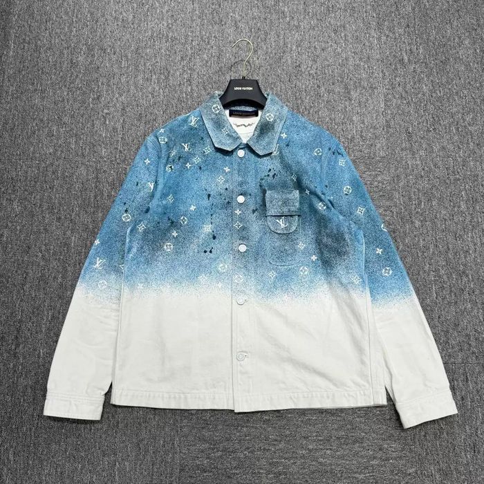 Louis Vuitton LV Gradient Snowfall Monogram Denim Jacket Blue L | Grailed