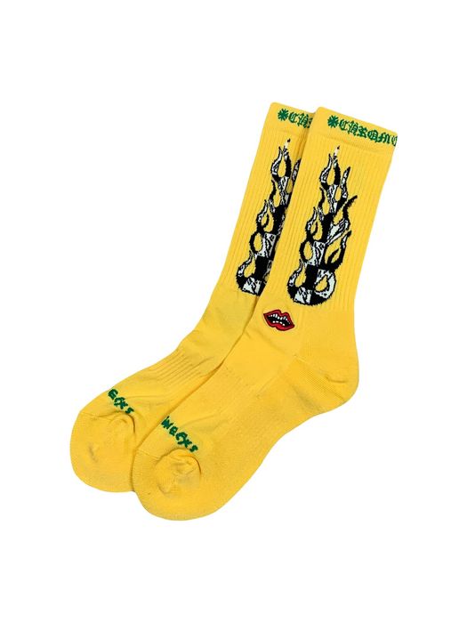 Chrome Hearts Chrome Hearts Matty Boy Flames Socks Yellow | Grailed