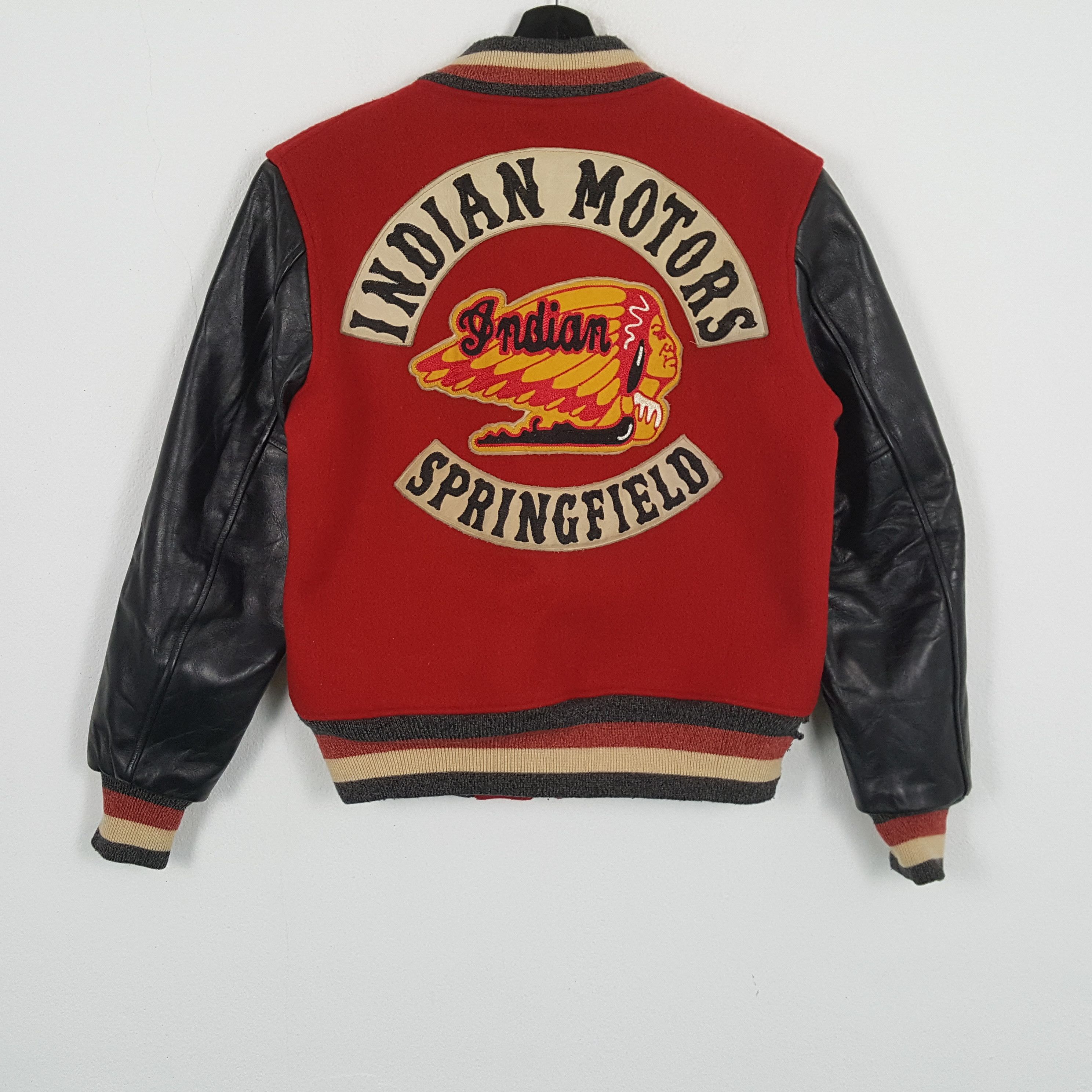 Racing × Varsity Jacket × Vintage INDIAN MOTOR SPRINGFIELD Motorcycle ...