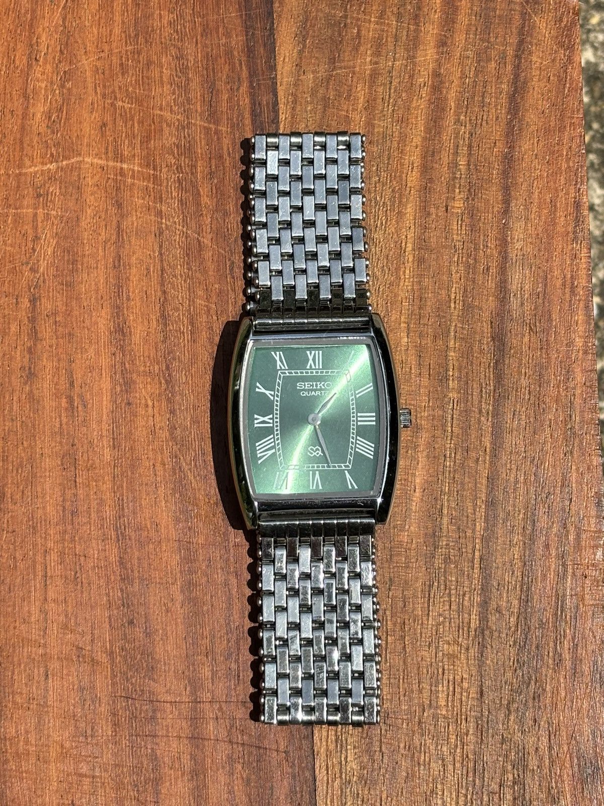 Seiko Vintage Seiko Tank Watch Silver Green Face | Grailed