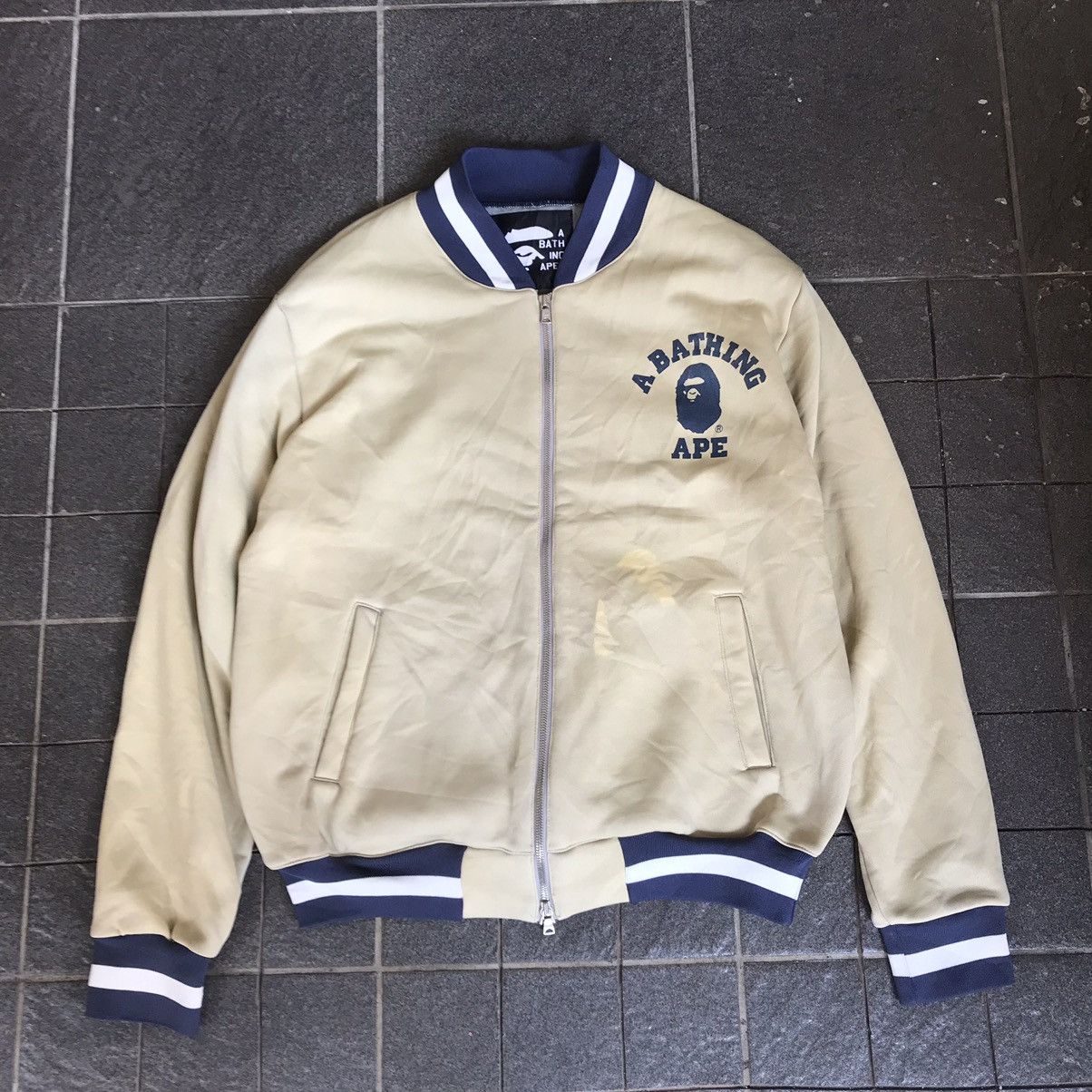 Bape (RARE) 1990's Bape Logo College Varsity Jacket | Grailed