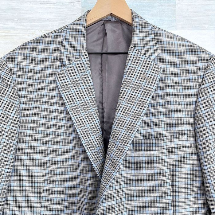 Hickey Freeman Hickey Freeman Plaid Sport Coat Gray Blue Wool Mens 40R ...