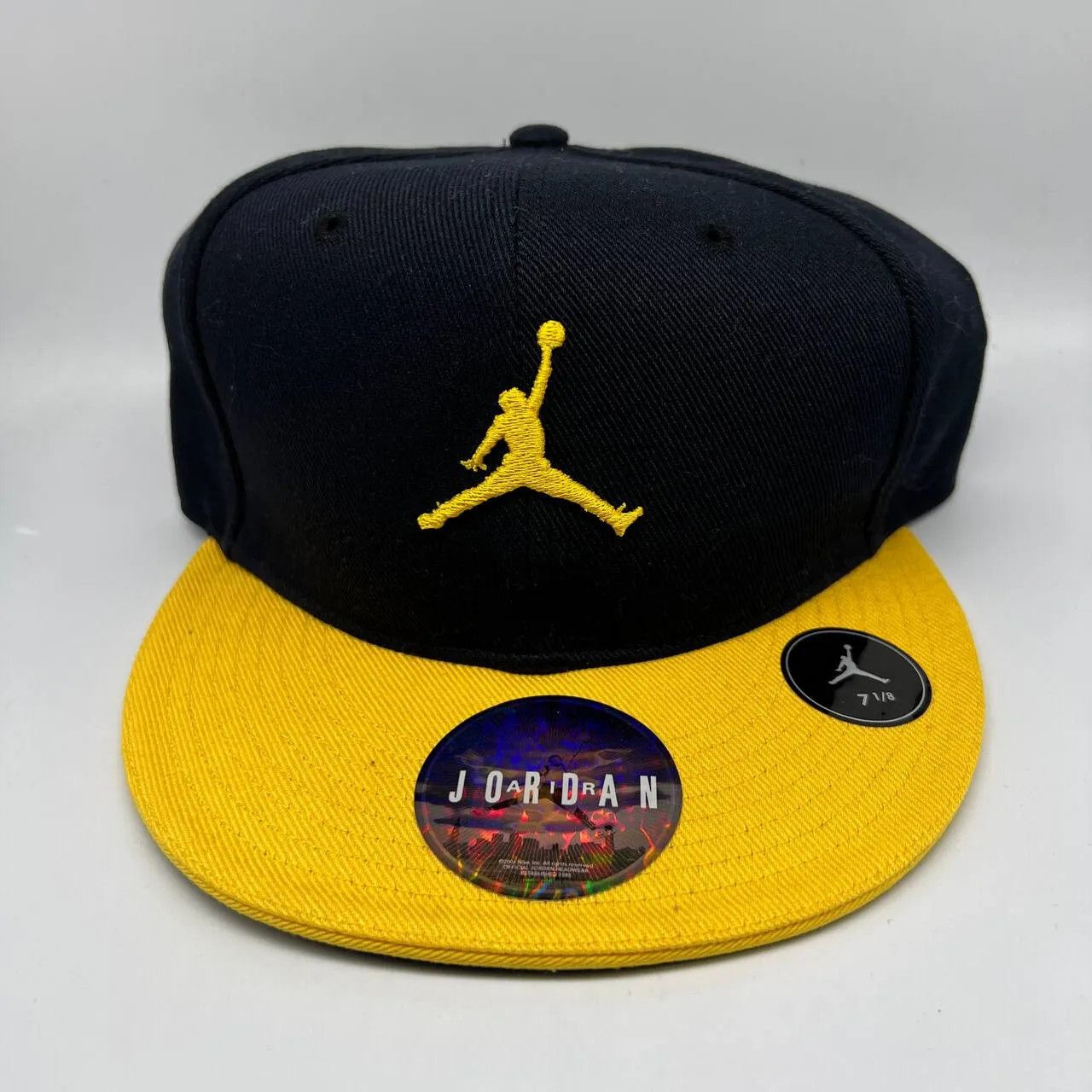 Jordan Brand Air Jordan Black Yellow 7 1/8 Jumpman Hat Fitted Cap Men ...