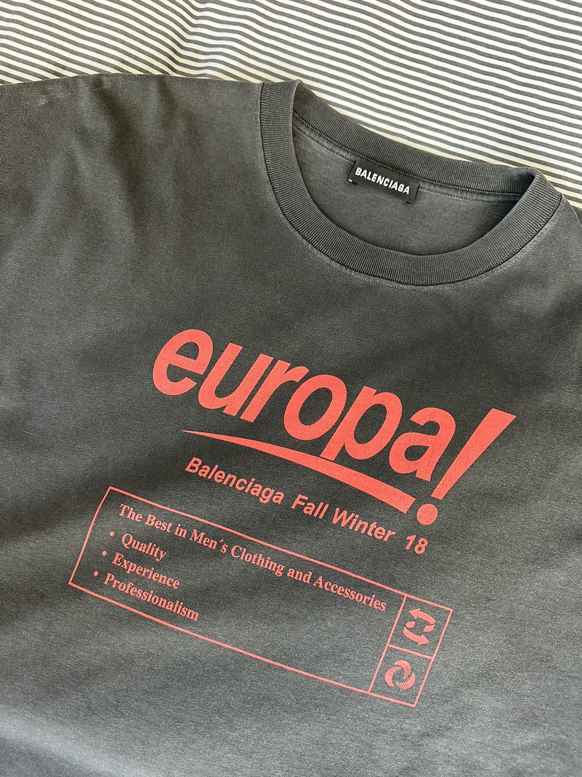 Balenciaga FW18 Vintage Black Europa Logo Tee | Grailed