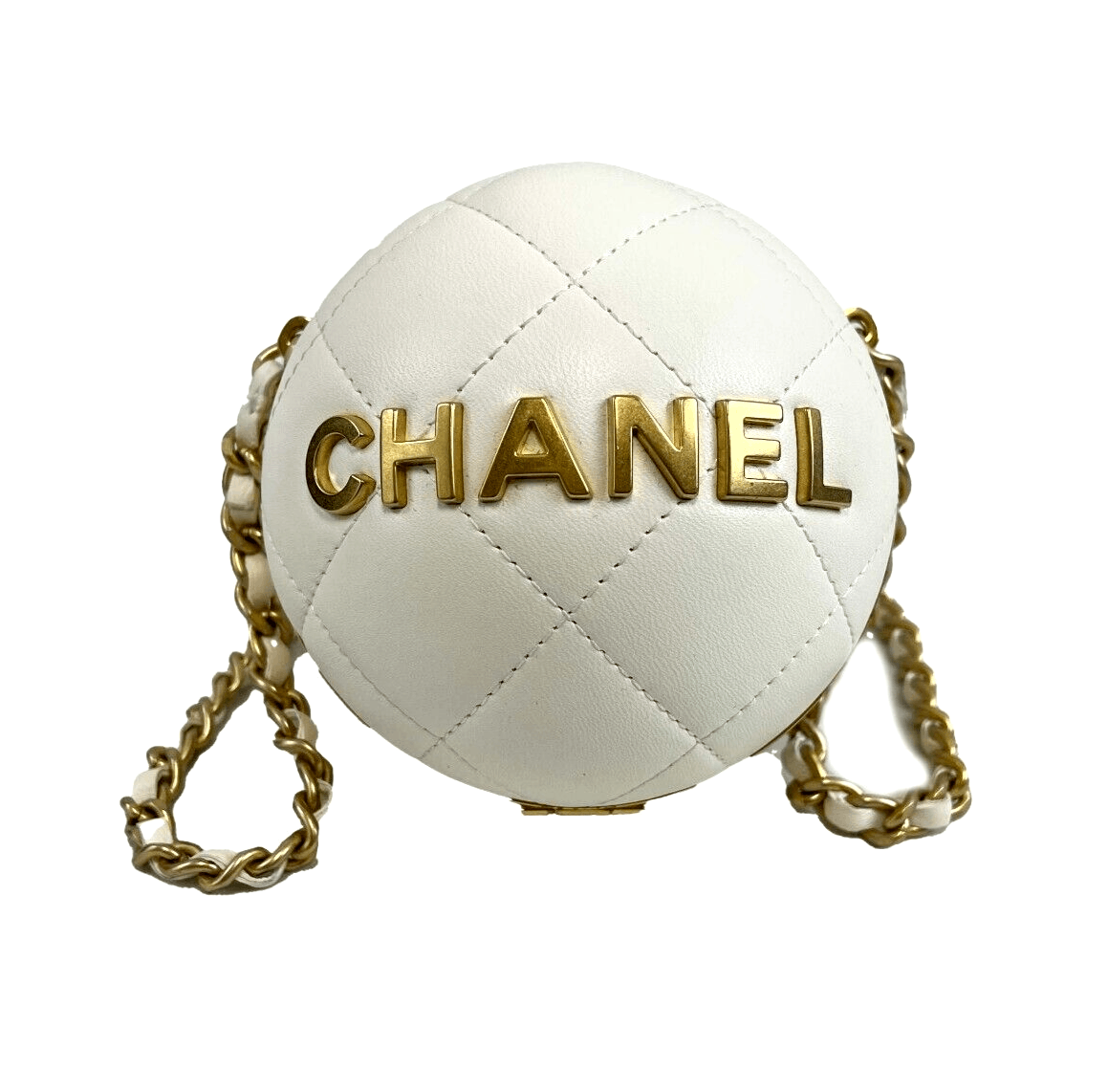 Chanel CHANEL Paris Coco Sphere Minaudiere Chain Clutch Handbag White ...