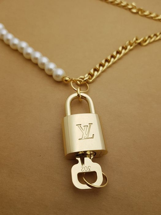 Louis Vuitton Louis Vuitton Lock Padlock necklace with bracelet LV lock ...