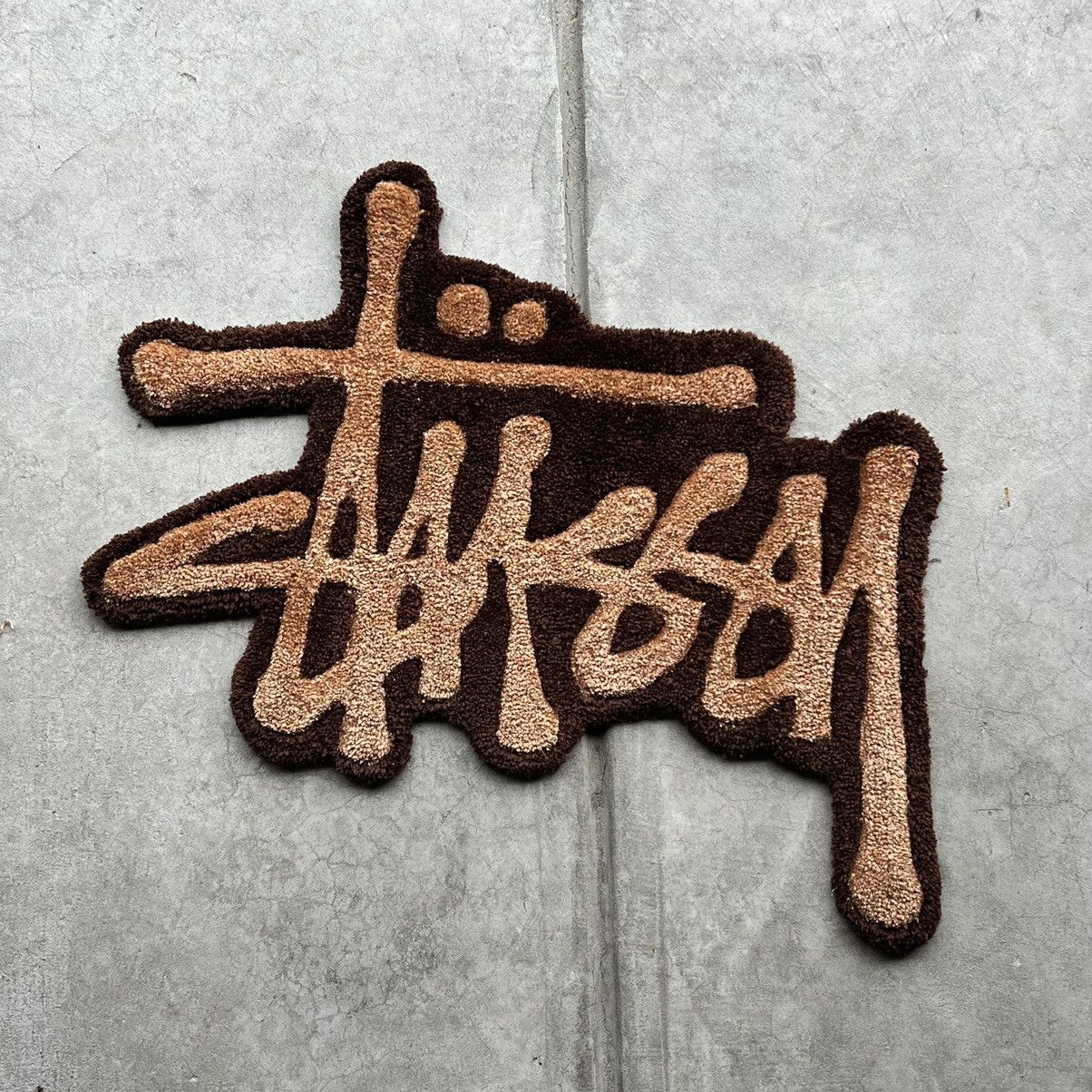 Handmade Stussy Hand Tufted Monochromatic Brown Script Rug Skate 90s ...