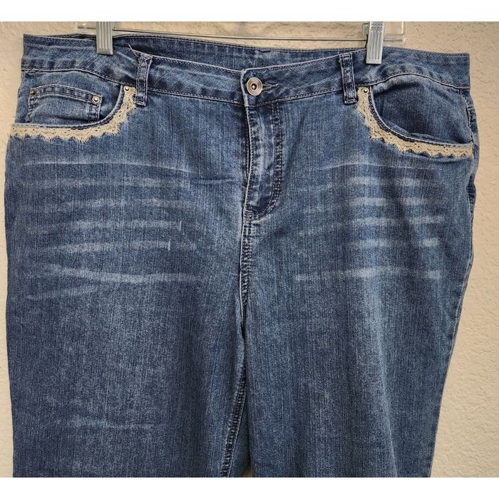 Other Passports Blue Lace Trim Cropped Jeans 18 Straight Leg | Grailed