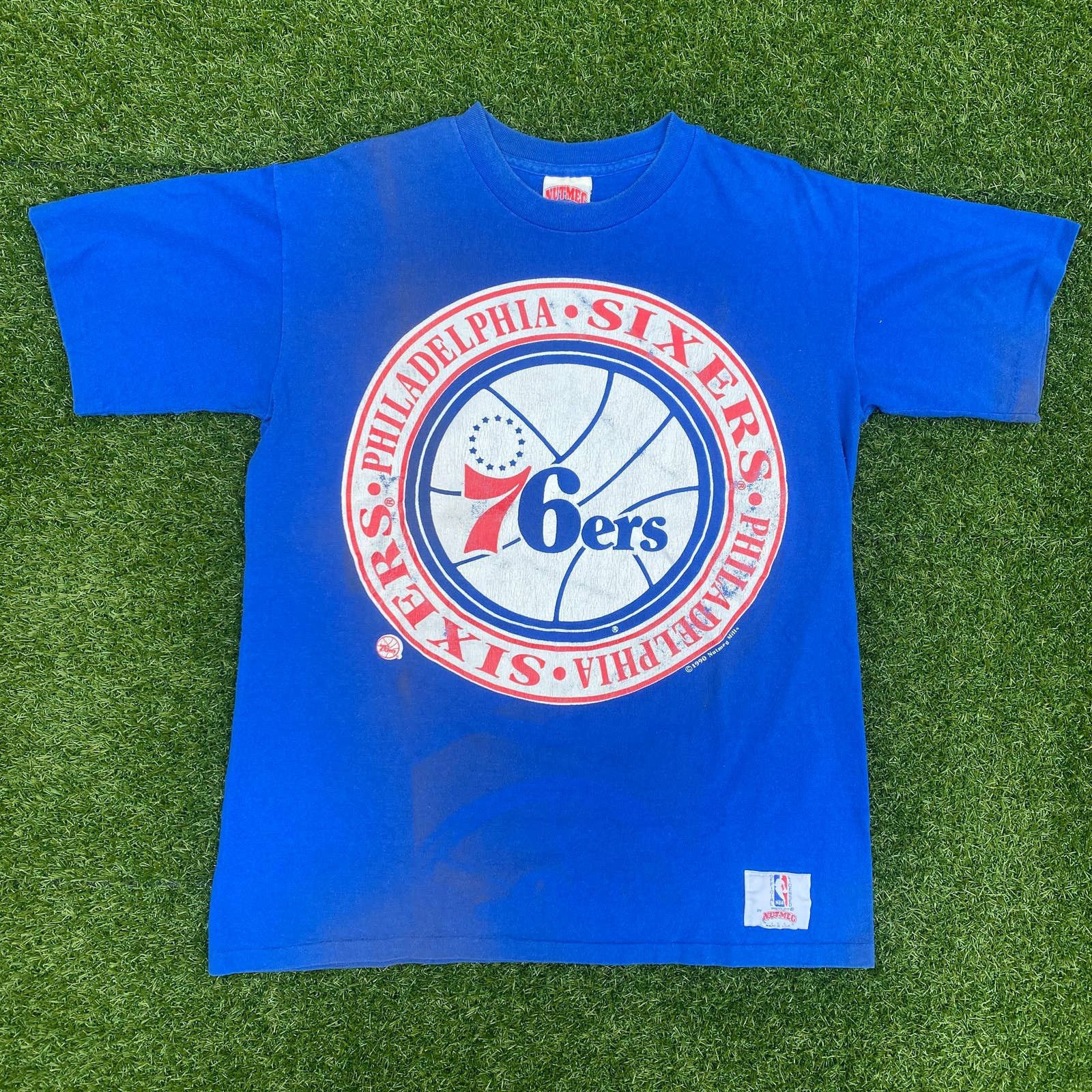 Vintage Philadelphia 76ers Nutmeg Mills 1990 Logo Tee | Grailed