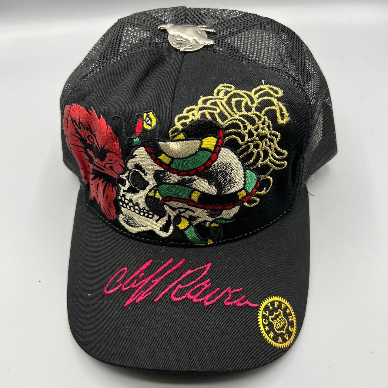 Ed Hardy Vintage Cliff Raven Hat Japanese tattoo Snap back Trucker ...