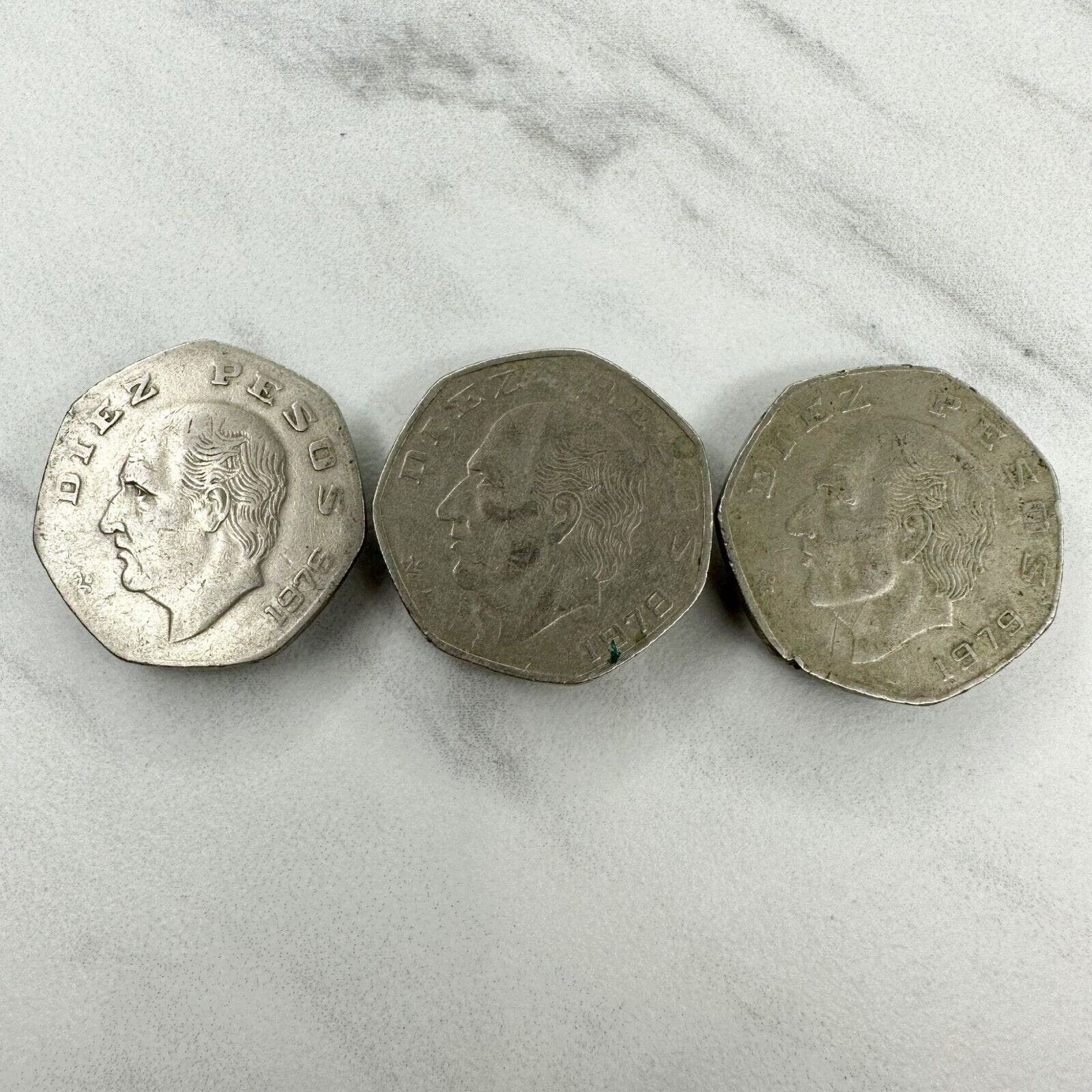 Vintage Set of 3 1970s Diez Pesos Mexican Mexico Coin Button Covers ...