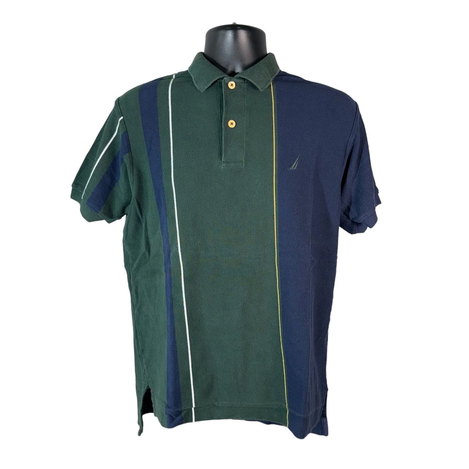 Nautica Nautica Embroidered Logo Two Tone Vertical Stripe Polo | Grailed