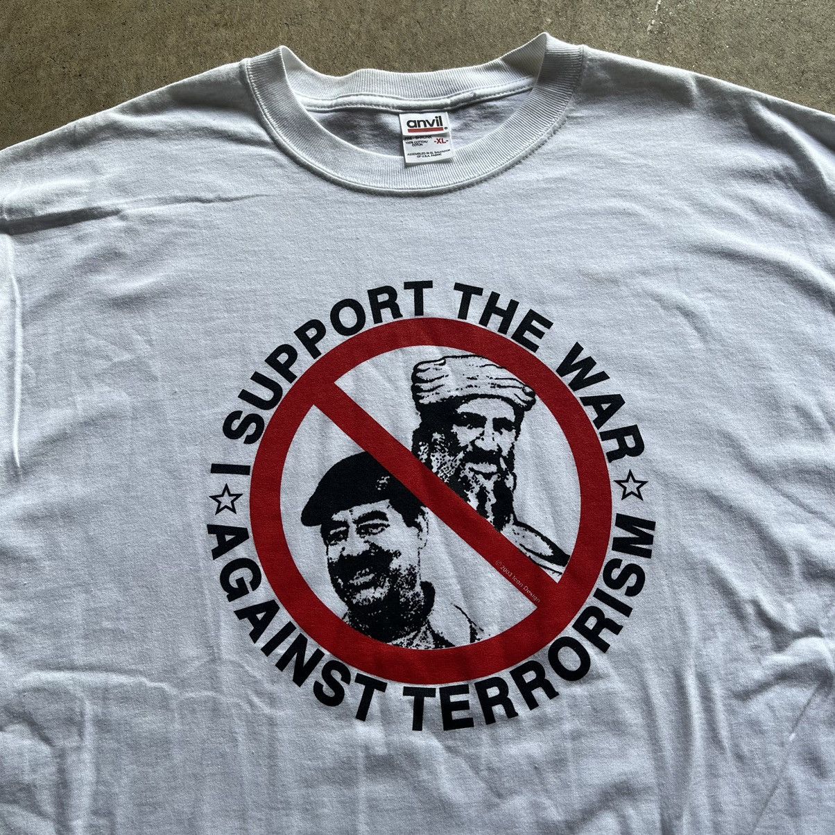 Vintage War Against Terrorism Bin Laden Saddam Hussein Punk Emo Tee ...
