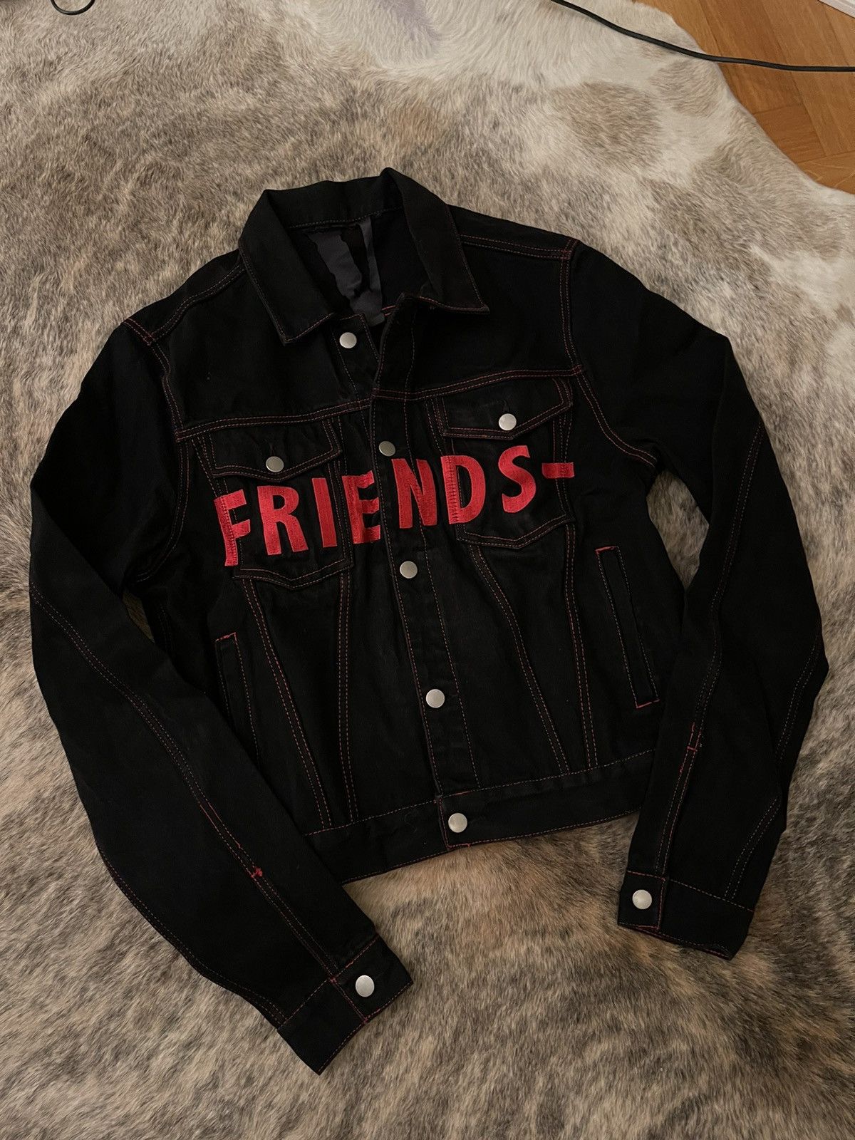 Vlone Vlone Friends Denim Jacket Red | Grailed