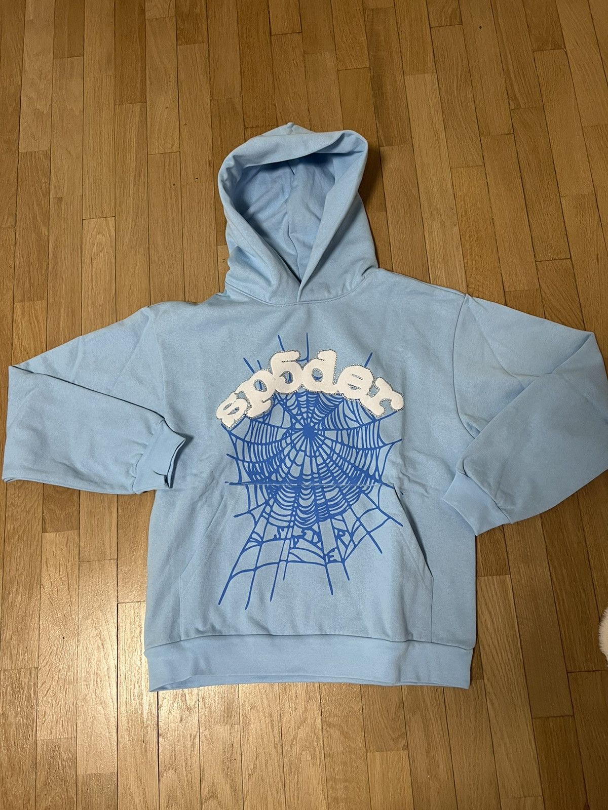 Streetwear Sp5der hoodie baby blue | Grailed