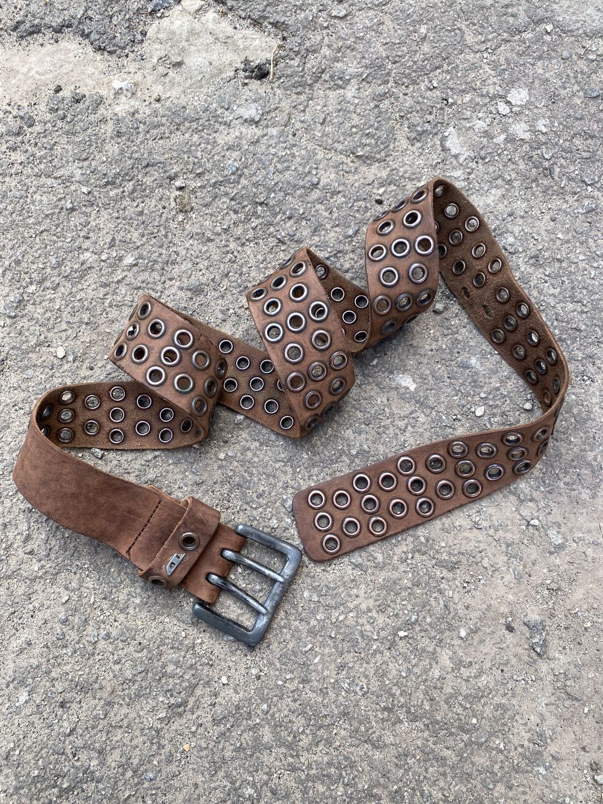 Diesel Diesel Vintage 00s Brown Leather Punk Rings Belt | Grailed