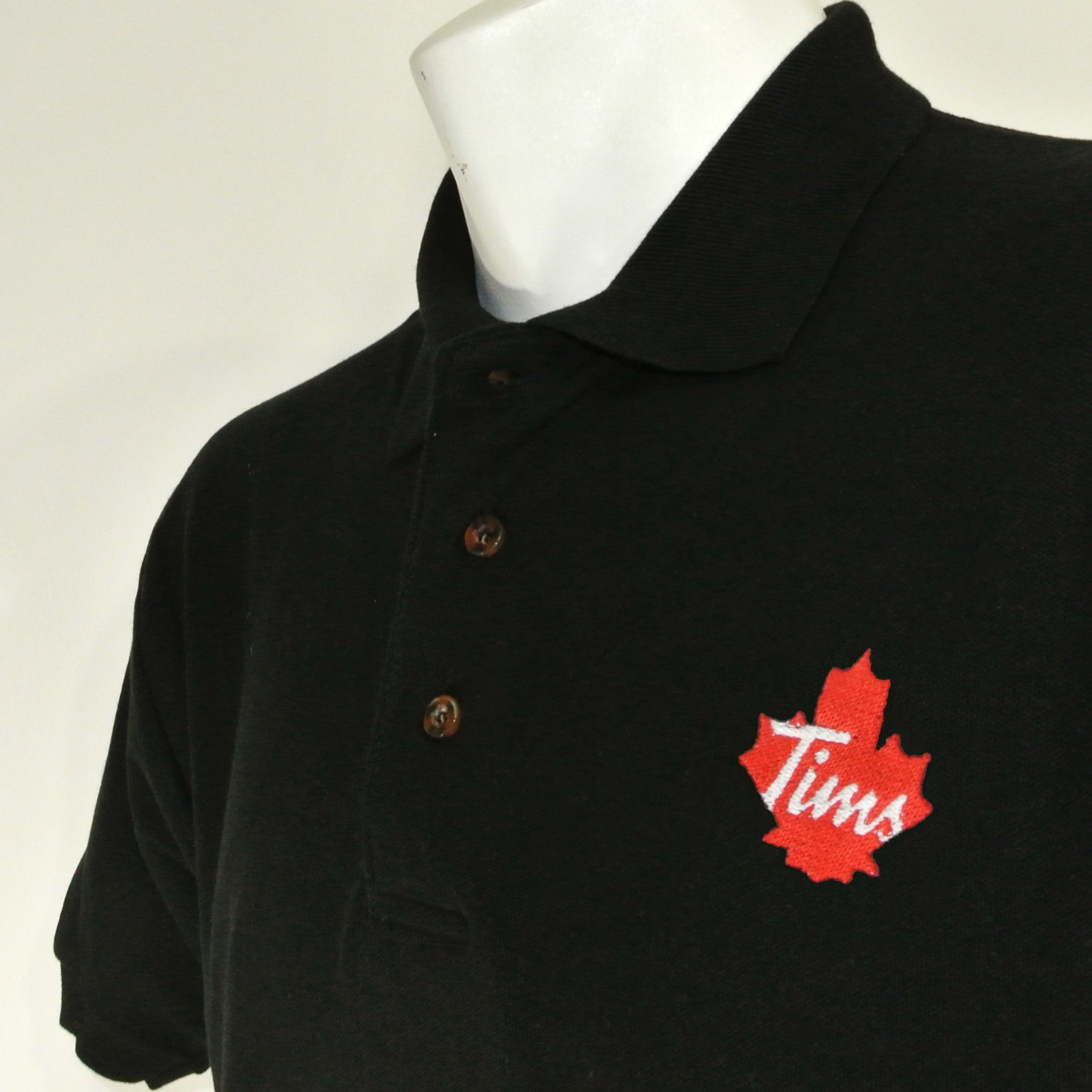 Other TIM HORTONS Leaf Logo Employee Uniform Black Polo Shirt | Grailed