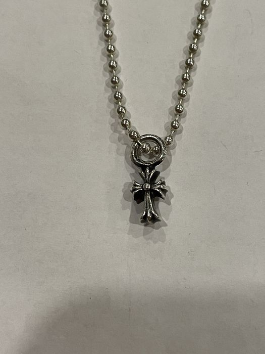Chrome Hearts Chrome Hearts Cross Pendant Ball Chain Silver Necklace ...