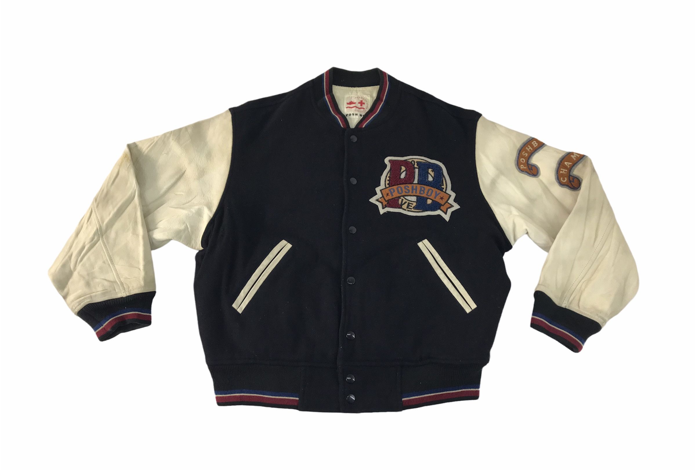 Genuine Leather × Varsity Jacket × Vintage Posh Boy Champs Varsity ...