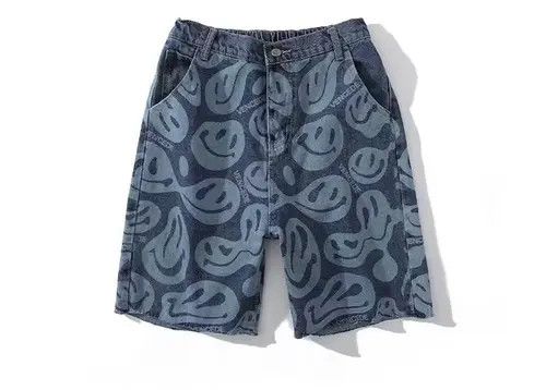 Custom 20SS Indigo Union Japan Blue Smiley Face Shorts | Grailed