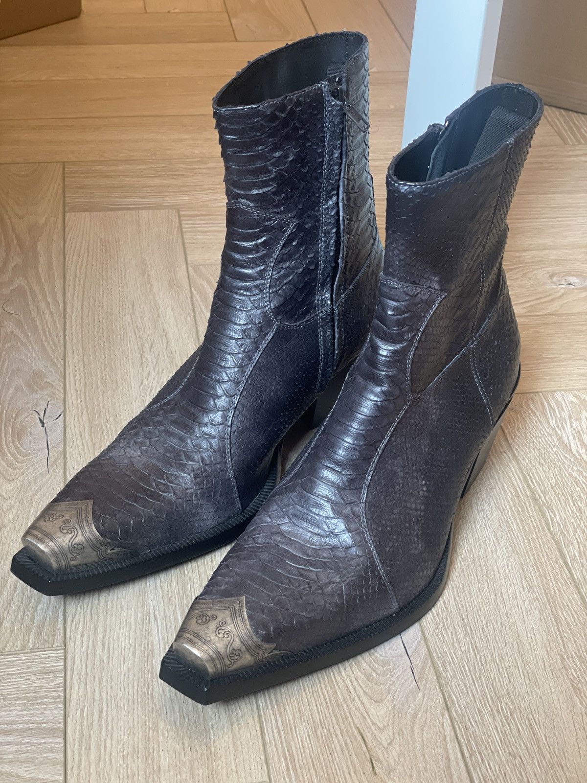 From The First × Saint Laurent Paris × Sangiev Dante Raven Black Python ...