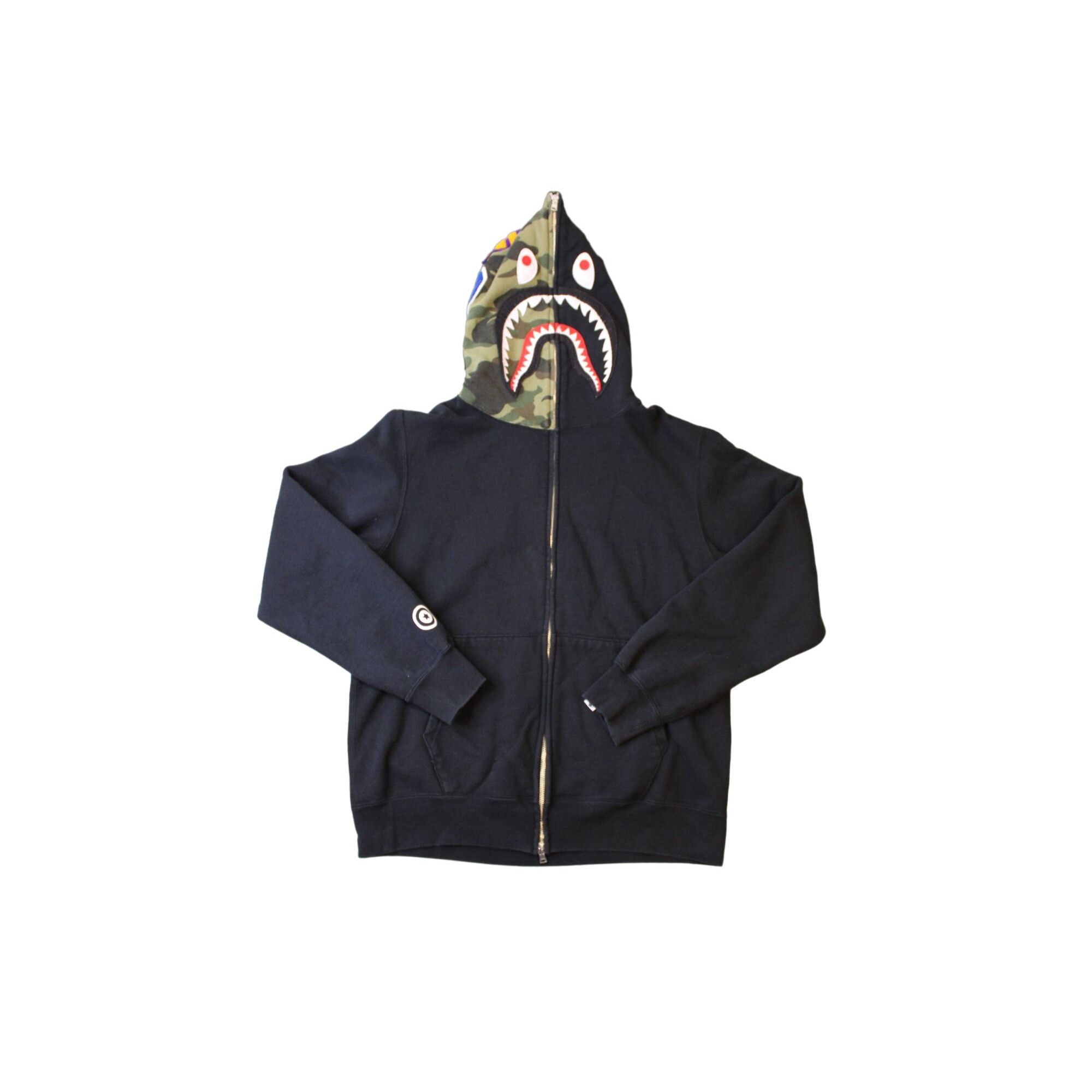 Bape Bape A Bathing Ape Tiger Shark Full Zip Hoodie Jacket Black | Grailed