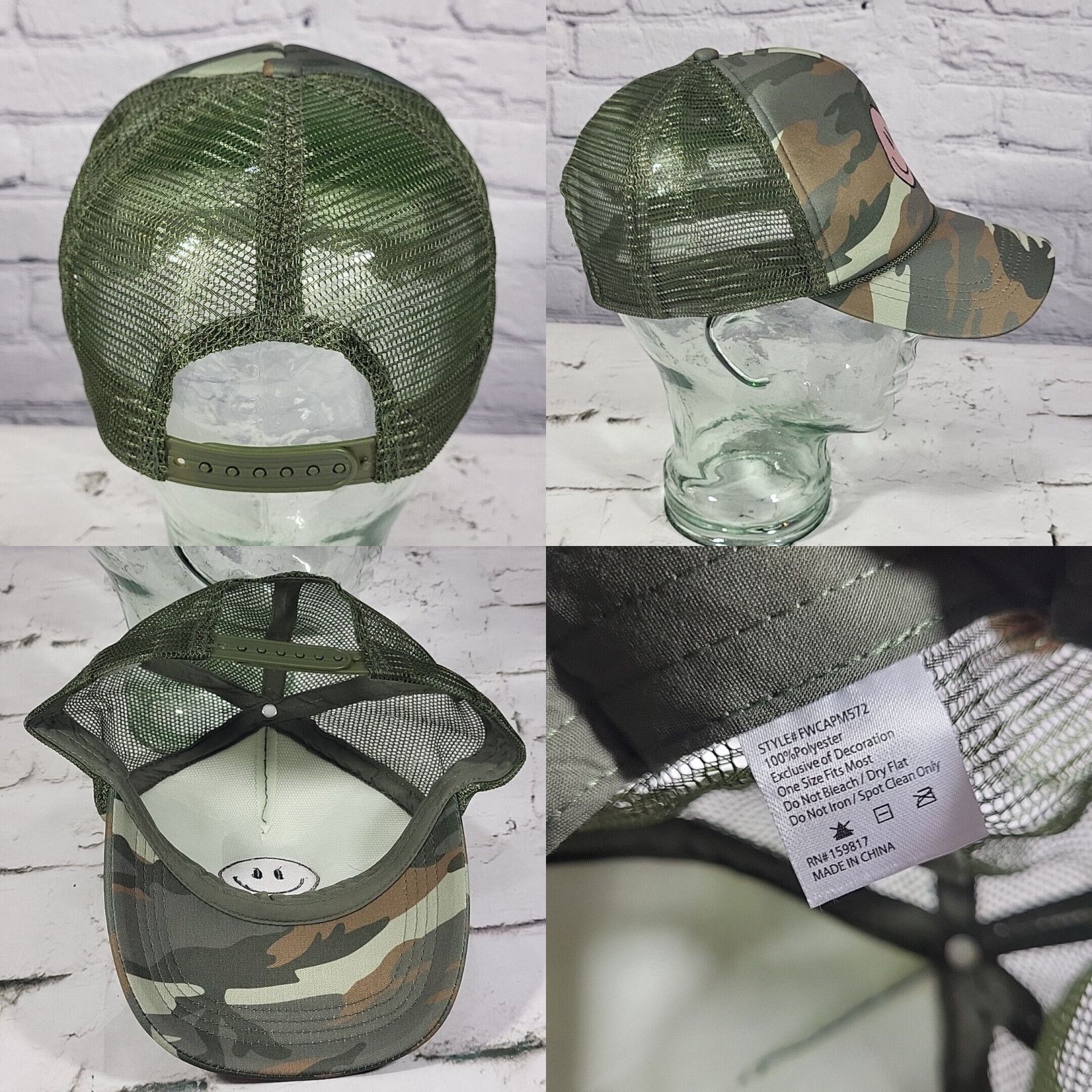 Bally Happy Face Camo Snapback Hat Adjustable Ball Cap | Grailed