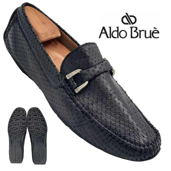 Aldo Brue Aldo Brue Italy Men's 7 Black Leather Dress Shoe Comfort Moc ...