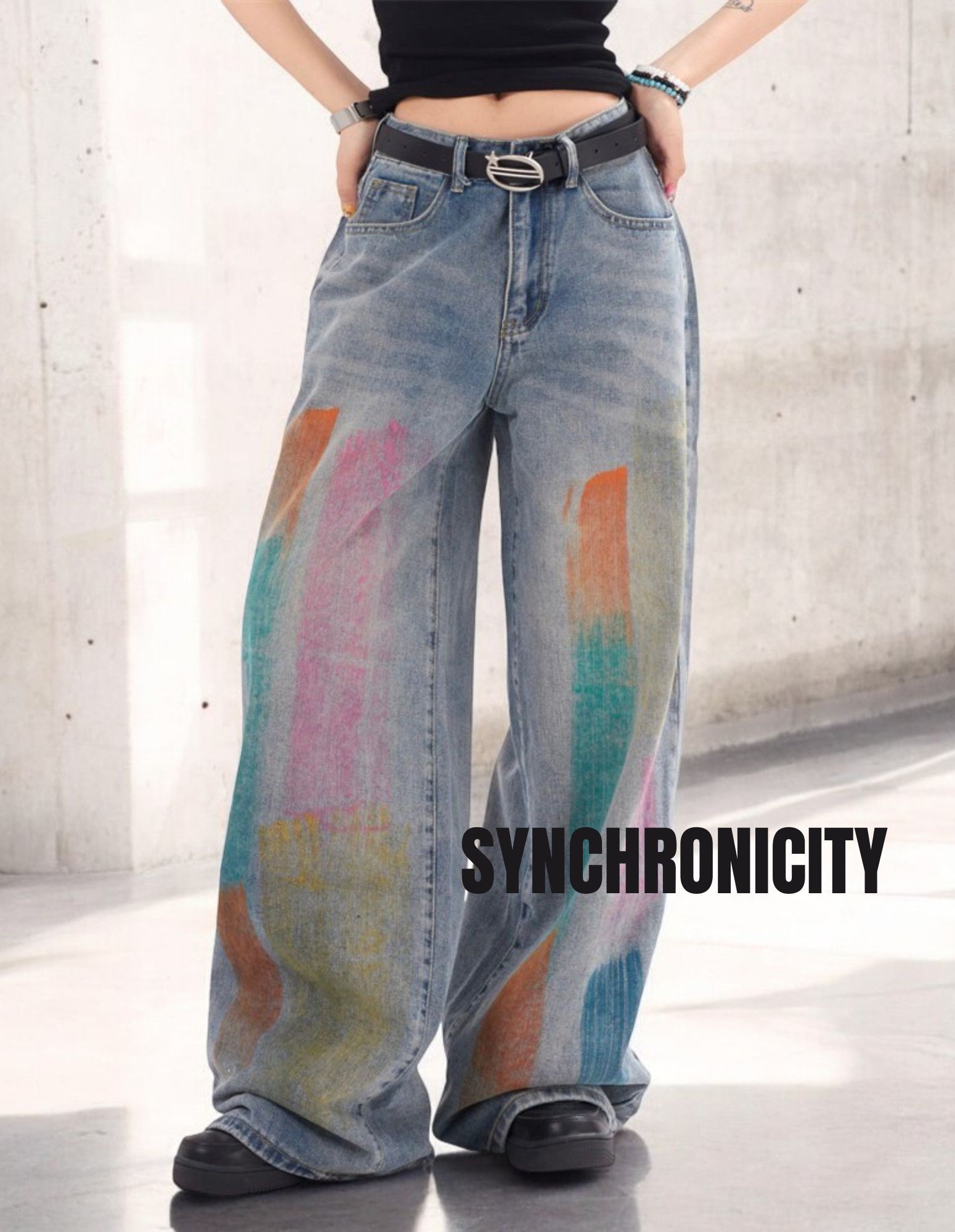Jean × Streetwear Paint Splatter Wide Leg Denim Jeans | Grailed